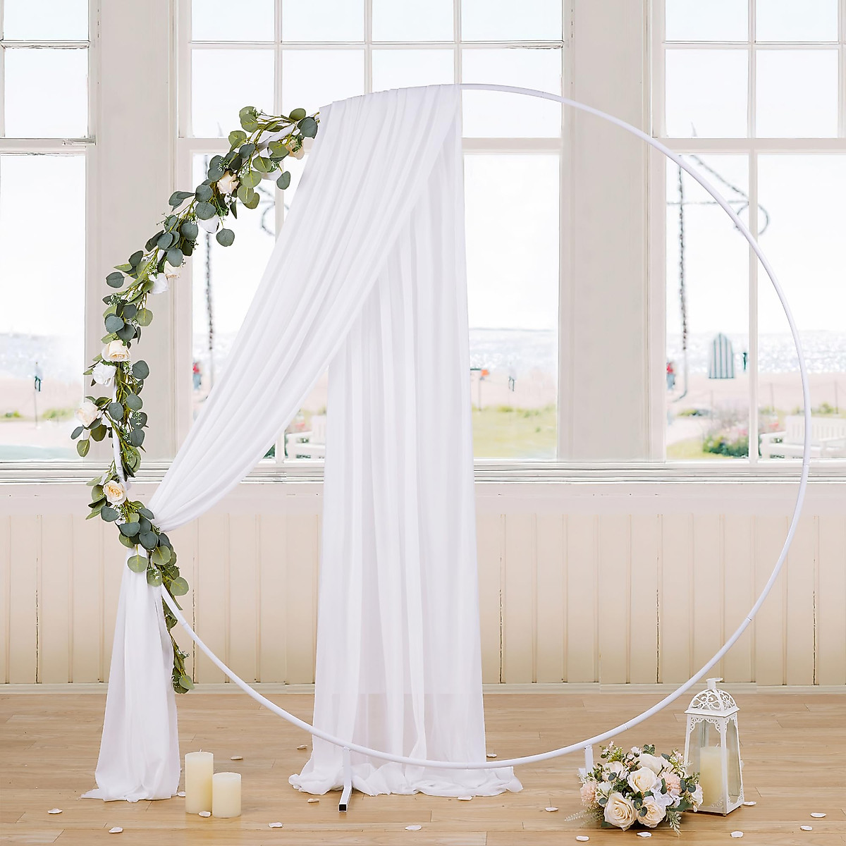 White Chiffon Fabric by The Yard 5 Yards 58" Wide Sheer Backdrop Panels Wedding Runner Rustic Bridal Baby Shower Tablecloth Decorations