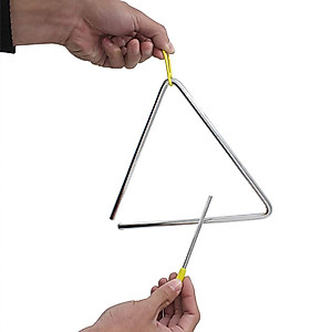 Music Triangle, Children Music Enlightenment Musical Percussion Instrument Steel Triangle with Striker(8inches)