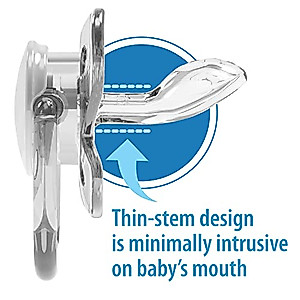 Dr. Brown's PreVent Orthodontic Baby Pacifier, Suction Free Air Channel, Contoured Butterfly Shield is Gentle on Face, Made in USA, Stage 2, 6-18m, 4-Pack, Glow in the Dark - Blue