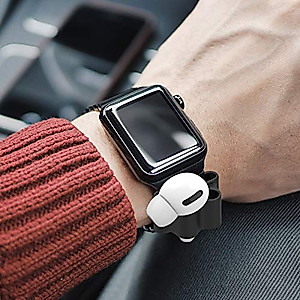 Anti-Lost Silicone Watch Strap Holder for AirPod Pro 2/AirPod 3 2 1, Airpod Watch Band Holder, Airpod Accessories Holder for Sports Exercise Working(Black+White)