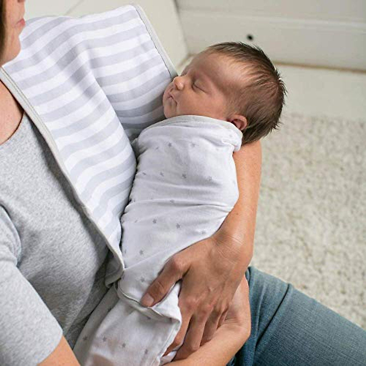 Baby Swaddle Blanket Adjustable for 0-3 Months - Newborn to Infant Baby Swaddle Wrap Set (3 Pack - Gray Cloud, Stripe, Stars) for Baby Boy Girl Gender Neutral Easy Swaddle by Ziggy Baby