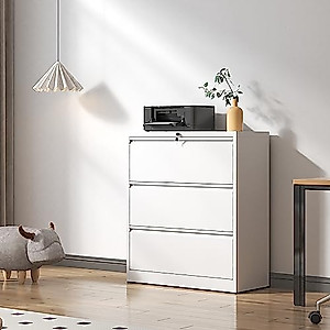 IKIMI Lateral File Cabinets with Drawer,Metal Lateral Filing Cabinet for Home Office,Wide Steel Storage Cabinet Commercial Drawer Cabinet for Legal/Letter/A4 Size Files