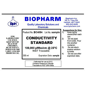 Conductivity Calibration Standard 3-Pack — 500 mL (1.06 Pint) Each: 1,000 μS, 10,000 μS and 100,000 μS