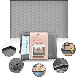 Under Sink Mat 22x34 - Under the Sink Mat Waterproof - Under Sink Protector Mat - Under Kitchen Sink Mats and Protectors - for Cabinets - Under Sink Waterproof Mat