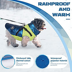 BAEJMJK Dog Reflective Winter Coat with Harness Warm Cold Weather Jacket for Small Medium Dogs Zip Up Turtleneck Puppy Vest with D-Ring Waterproof Windproof Dog Winter Clothes(Blue，2X-Large)