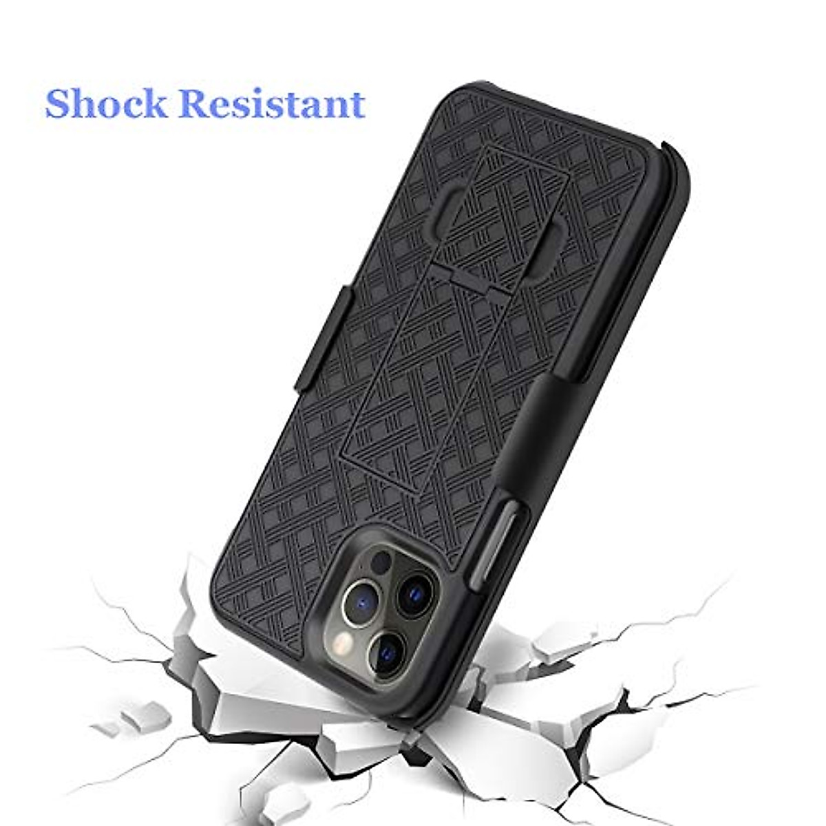 Fingic Compatible with iPhone 12 Pro Max 5G Case Holster Case Combo Shell Slim Rugged Case with Built-in Kickstand Swivel Belt Clip Holster Shockproof Cover for Apple iPhone 12 Pro Max 6.7 inch, Black