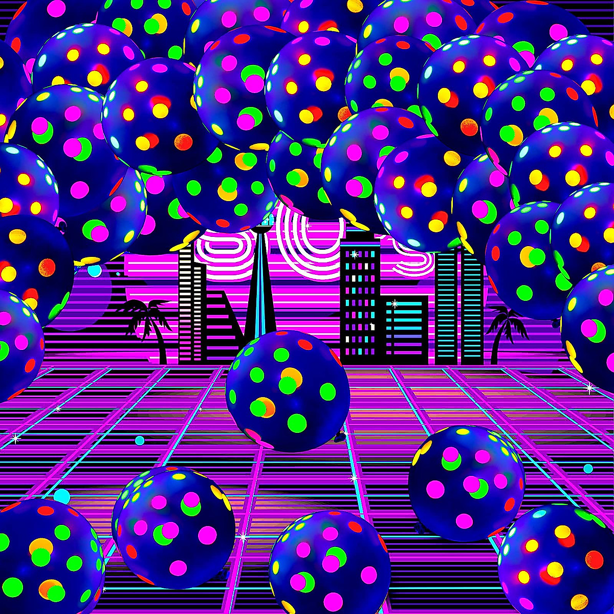 50 Pcs Glow in The Dark Balloons Neon Balloons Decoration Neon Party Supplies UV Blacklight Latex Balloons 12 Inch Reactive Fluorescent Mini Polka Dots Balloons for Neon Glow Party (Transparent)