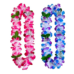 ZZSJNB 10 Counts Hawaiian Leis Necklace Leis Headbands Leis Tropical Luau Hawaii Silk Flower Lei Theme Party Favors Wreaths Headbands Holiday Wedding Beach Birthday Decorations