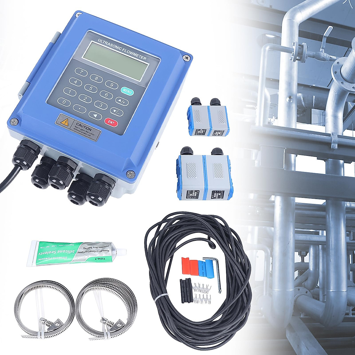 Ultrasonic Flow Meter Tuf-2000b Tm-1 & Ts-2, Liquid Flowmeter Dn20-700mm Sensor Ip67 for Water, sea Water, Sewage, Oil, Alcohol, etc.