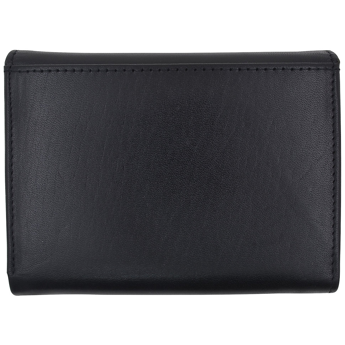 Women's Genuine Leather Compact Double ID Windows Credit Card Holder Wallet With Zippered Pocket by Moga (Black)