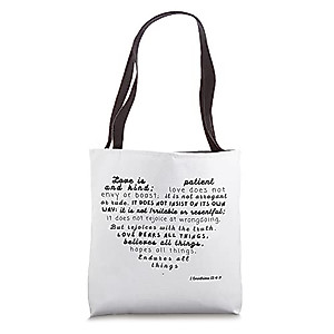 Biblical Love 1 Corinthians 13 Heart by 24/15 Tote Bag