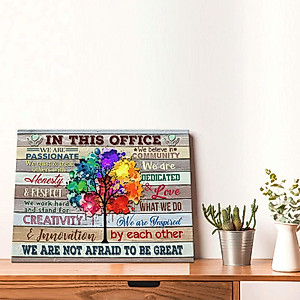 Inspirational Wall Art For Office, Canvas Prints Motivational Quotes Poster Artwork In This Office We Are A Team Modern Home Decorations Framed And Stretched Ready To Hang For Living Room