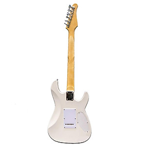 GoDpsMusic 6 String Sawtooth ST-M24 Electric Guitar with Floyd Rose, Left Handed Satin White (ST-M24-LH-SWH)