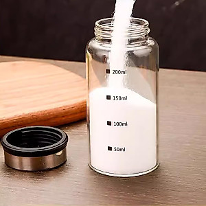 Verdental 7 oz Salt Pepper Shakers with Adjustable Outlet Holes Clear Glass Shaker Bottles Spice Seasoning Cans for Kitchen Decor and Home Restaurant BBQ Camping Farmhouse Kitchen Accessories (200ml)