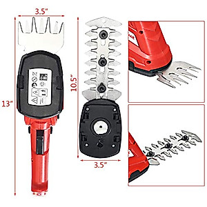 Goplus 2 in 1 Cordless Grass Shear + Hedge Trimmer w/ 3.6V Rechargeable Battery