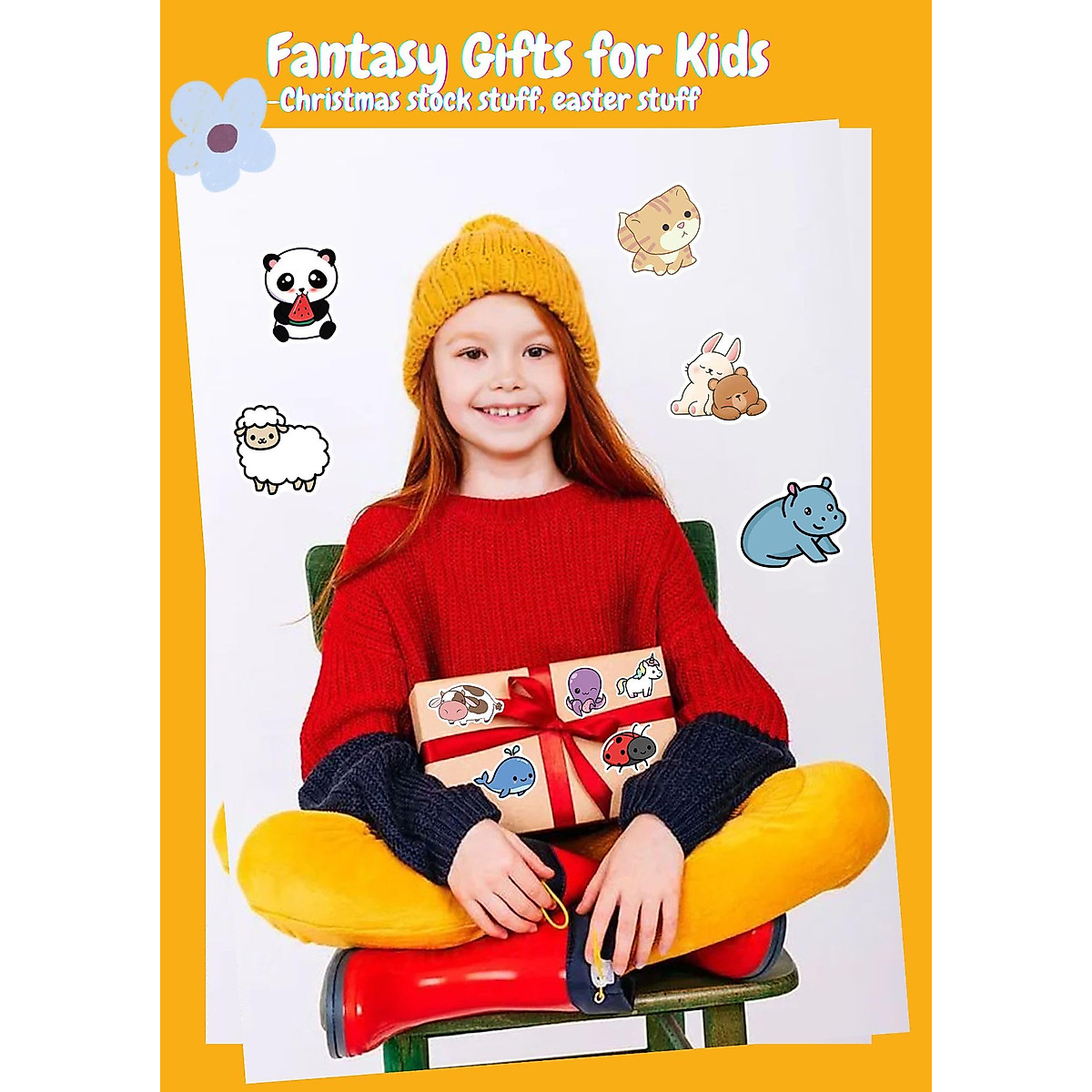 100pcs Cute Animal Stickers for Water Bottle， Waterproof Vinyl Kawaii Stickers for Laptop Phone Skateboard, Cute Animal Decals Christmas Gifts for Kids Teens Girls Boys