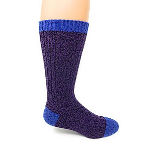WARRIOR ALPACA SOCKS - Unisex Base Camp Alpaca Wool Hiking Socks for Men & Women (Large, Blue/Plum)