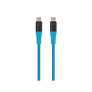 Monoprice Durable USB 2.0 Type-C Charge and Sync Kevlar Reinforced Nylon-Braid Cable - 3 Feet - Blue | 5A/100W, Aluminum Connectors - AtlasFlex Series