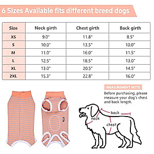 Paipeper Dog Surgery Recovery Suit,Female Male Puppy Shirt,Dog Spay Neuter Onesie,E-Collar Cone Alternative,Abdominal Wound Protector,Prevent Licking Wound(Orange Gray Stripe-xs)