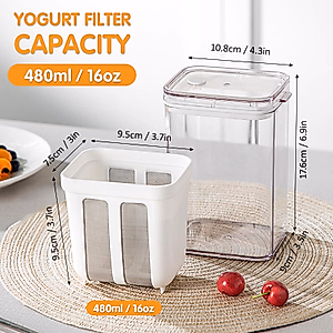 SMALLSHS Yogurt Strainer, Small 480ML (16 Oz) Fine Mesh Strainer, Rice Tea Juicing Food Sieve Strainer, Thick Greek Yogurt Milk Filter Kitchen Tools Reusable Homemade Cup with Stainless Steel Mesh
