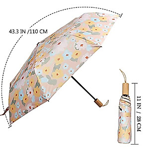 LITAITAI UV Protection Umbrella,Travel Sun Rain Umbrella,Compact UV Umbrella for Sun and Rain,Lightweight & Portable,Windproof Parasol Umbrella UV Protection for Women and Men (Daisy)