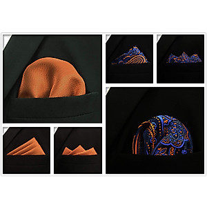 SHLAX&WING 5 Pieces Assorted Mens Silk Pocket Square Handkerchiefs Set 40