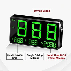 kingneed HUD Original Universal GPS Head Up Display Speedometer Odometer Car Digital Speed Display MPH Over Speed Alarm Car Clock for All Vehicles C60S/C80/C90