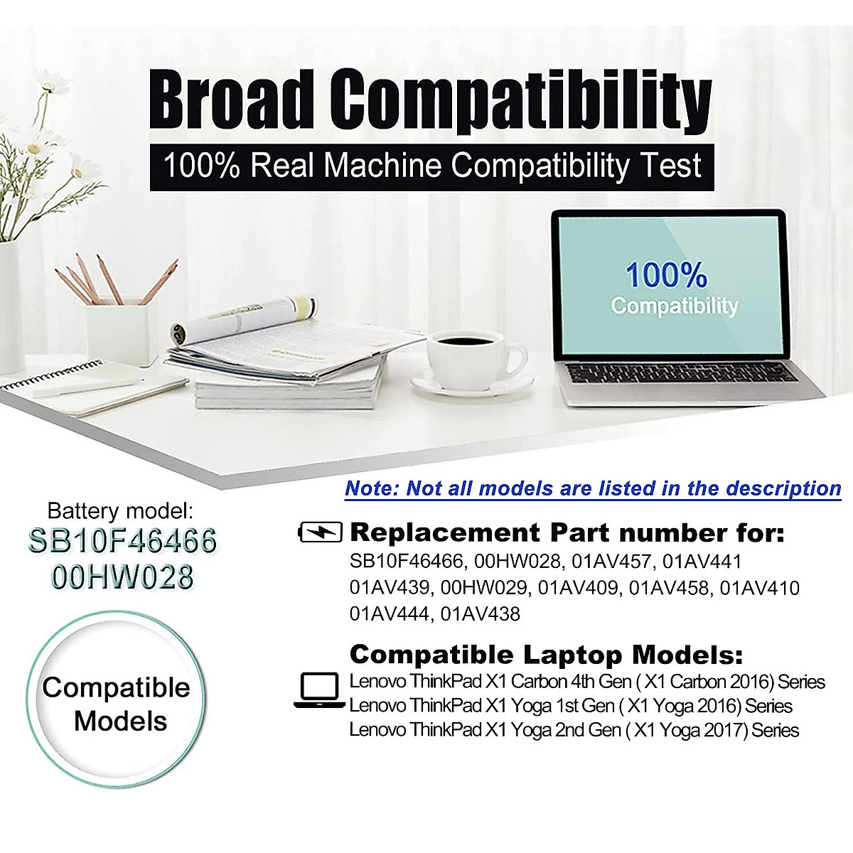 00HW028 01AV458 01AV439 SB10F46466 Battery lenovo thinkpad x1 yoga gen battery for Lenovo Thinkpad X1 Carbon 4th Gen 4 2016 ThinkPad X1 Yoga Gen1/Gen2 Series Laptop 01AV409 01AV457 SB10F46467 01AV438