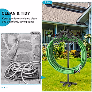 Keten Garden Hose Holder, 4-Prongs Base Freestanding Outdoor Hose Stand Holds 150-feet Hose, Heavy Duty Water Hose Holder Rack and Storage Organizer for Lawn/Yard/Garden (Bird-Style-1)