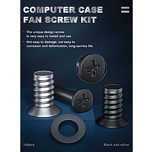 Zmbroll PC Computer Case Cooling Fan Screws Cross Recessed Head Self Tapping Screw M5x10 Black and Silver Case Fan Mount Screws Long Short Screws Kit