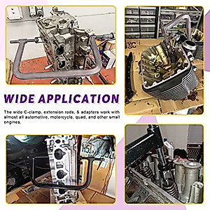 Swpeet 13Pcs Black Valve Spring Compressor Tools Assortment Kit, Including 5Pcs Pusher Adaptors,Extension Screws,Valve Lapper Set and Compression Bar for Motorcycle Car Small Engine Vehicle