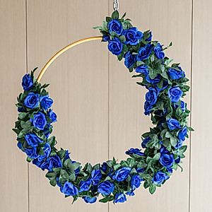 4 Pack (32FT) Artificial Rose Vine Fake Flowers Garland Hanging Silk Rose Ivy Plants Vine for Wedding Arch Party Garden Home Bedroom Office Wall Aesthetic Art Décor (Royal Blue)