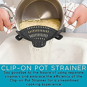 GottaHaveit | Clip On Strainer – Snap On Pot Drainer for Pan and Pots, Essential Home Cooking Tool. Black