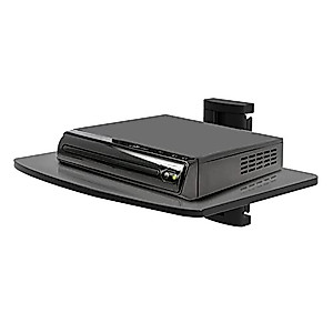 Floating Entertainment Center Shelf, Projector Wall Mount DVD Shelf, Floating Entertainment Center Bracket Under TV for Cable Boxes/Games Console/DVR/TV Accessories, Black (Glass Black 1)