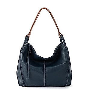 The Sak Los Feliz Hobo in Leather, Lined, Roomy Shoulder Purse, Indigo