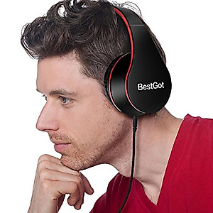 BESTGOT Kids Headphones BG6002 Children Headphones for Kids Boys Adult with Microphone Volume Control Foldable Headset with 3.5mm Plug Removable Cord (Black/Green)