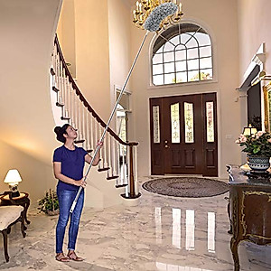 Anawin Microfiber Duster for Cleaning, 100’’ Duster with Extension Pole, Extendable Bendable Cobweb Telescoping Long Dusters for High Ceiling Fan, Blinds, Vents, Furniture, Cars(Single Head)