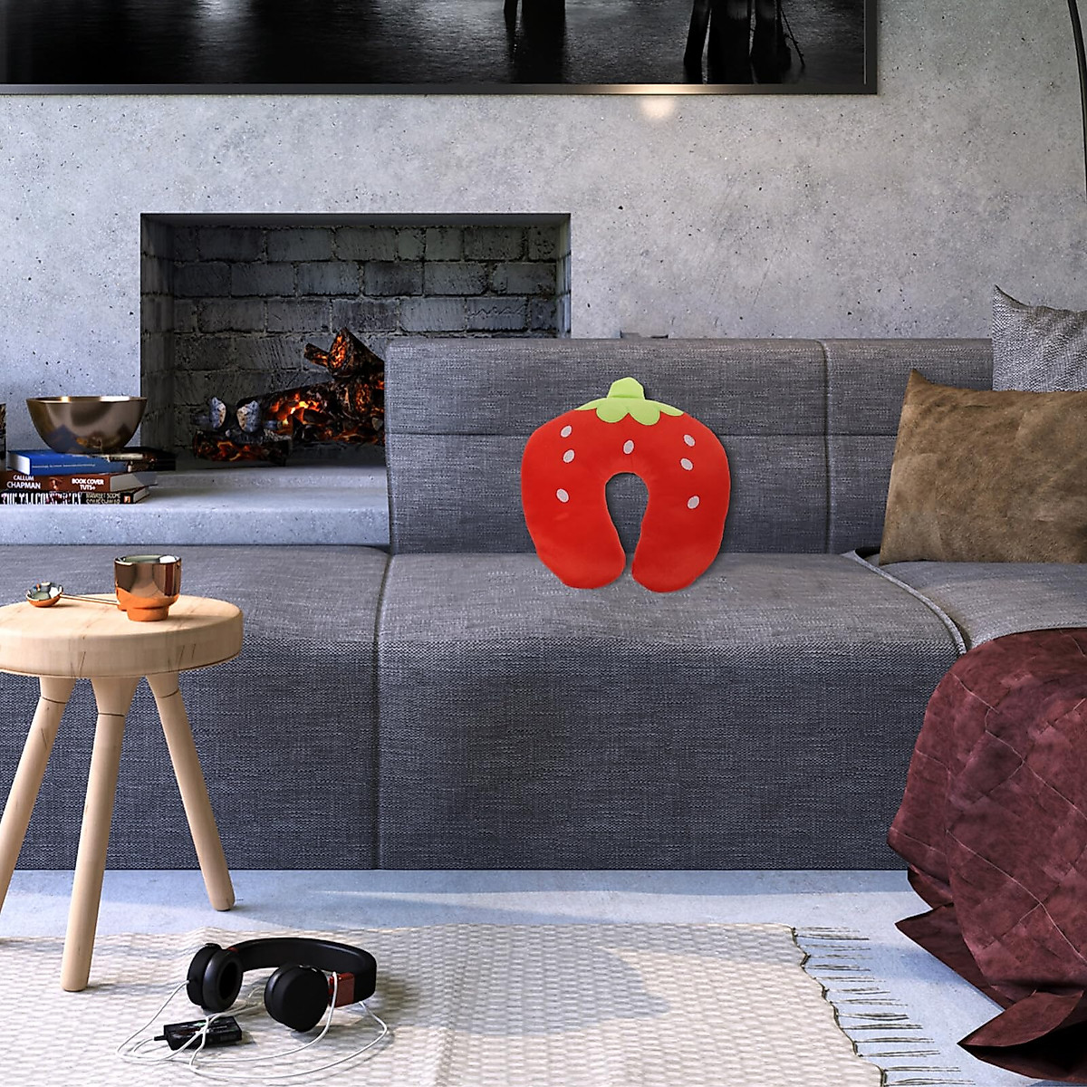 KALLORY Cartoon Office Pillow pp Cotton Travel Pillow Cervical Pillow nap Pillow Strawberry Cute Korean Version Soft to Sleep Travel u Shaped Pillow Neck pad Airplane Portable Neck Pillow