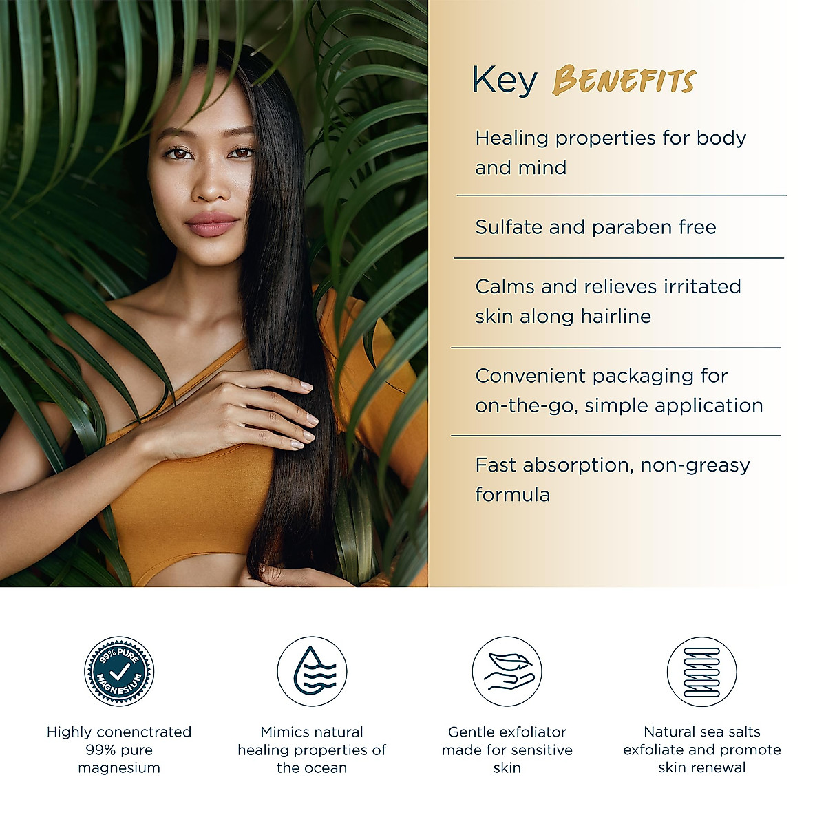 Abundant Natural Health Ocean Soothe Scalp Relief Serum with Highly Concentrated Magnesium Salt for Dry and Flaky Skin, Quick Absorption, All Natural and Fragrance-Free Leave-In Scalp Treatment, 50mL