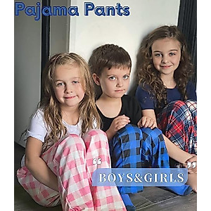 Ekouaer Boys Pajama Pants Long Sleep Pants Soft Elastic Waist Pajama Bottoms Plaid Lounge Pants with 2 Pockets
