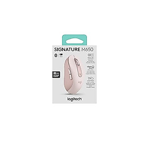 Logitech Signature M650 Wireless Mouse - For Small to Medium Sized Hands, 2-Year Battery, Silent Clicks, Customizable Side Buttons, Bluetooth, for PC/Mac/Multi-Device/Chromebook - Rose