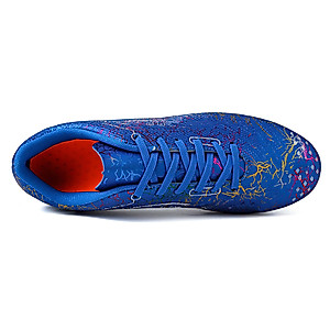 Beyondjuff Boys' Soccer Shoes Kids Firm Ground Soccer Cleats Girls Turf Shoes Outdoor Trainning Shoes Football Shoes Blue Big Kid 6US