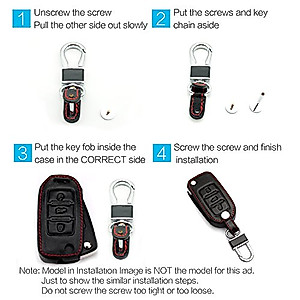 Compatible with fit for Ford Mondeo Focus 3 MK3 ST Kuga Fiesta Escape Ecosport Titanium B-Max Grand C-Max S-Max Galaxy 5buttons Leather Keyless Entry Remote Control Smart Key Fob Cover Case Protector
