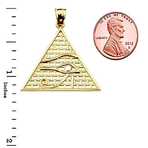 Fine 14k Yellow Gold Eye of Horus Pyramid Charm Pendant