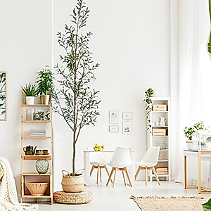 7.6FT (92'') Olive Tall Skinny Artificial Plants for Home Indoor, Fake Potted Olive Silk Tree for Modern Home Office Living Room Floor Decor Indoor