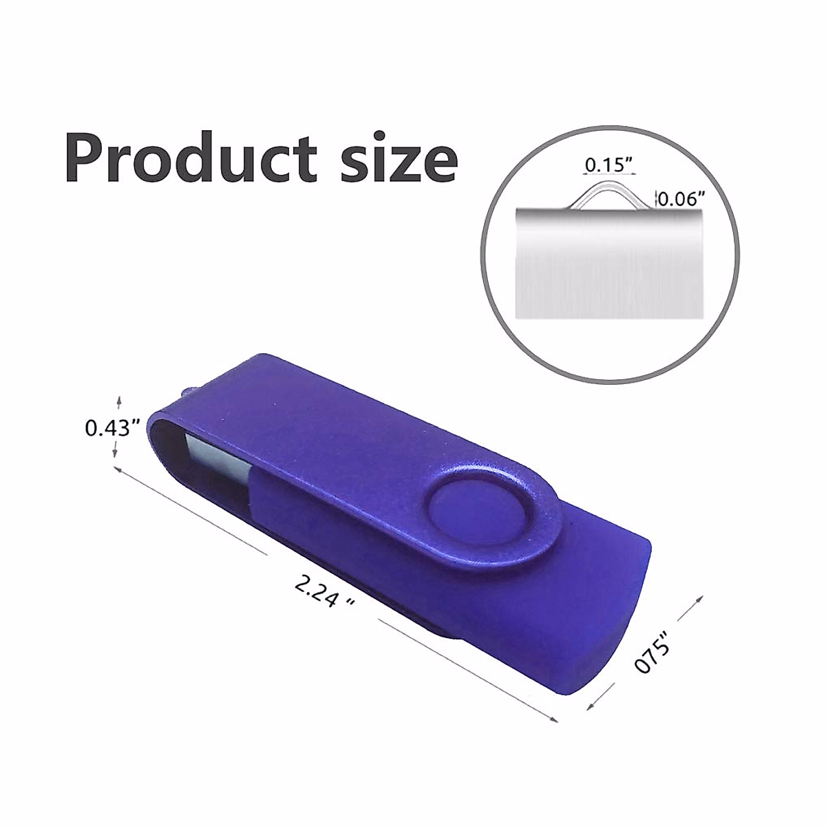 ERKE 2GB USB 2.0 Flash Drive 5 Pack Portable Thumb Drives Swivel Jump Drive Zip Drive Memory Sticks with Type-C/Micro USB Adapter for PC/Laptop(Purple 2GB)