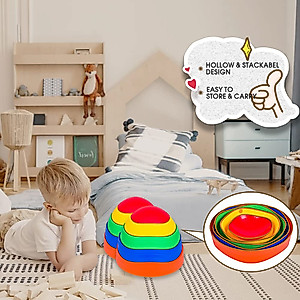 OMNISAFE Balance Stepping Stones for Kids, Non-Slip Textured Surface and Rubber Edges, Indoor & Outdoor Obstacle Course Toy, Exercise Coordination & Strength