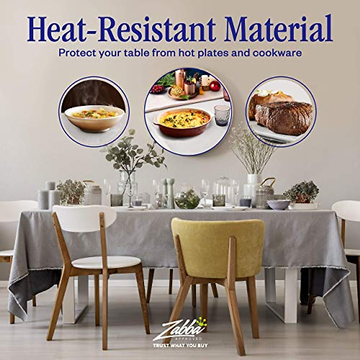 Nuvantee Revolutionary Table Pad - Waterproof, Protects Table from Spills and Heat - 52 X 108 Inch Deluxe Vinyl Premium Table Protector - Flannel Backing, Lies Flat