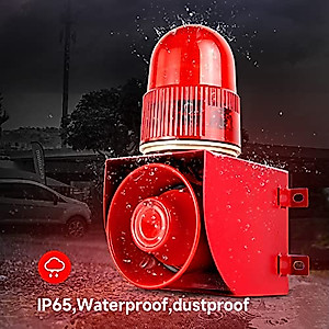 Industrial Sound and Light Alarm Siren - LED Strobe Warning Light 120dB Loud Horn Outdoor Security Siren 25W AC110V