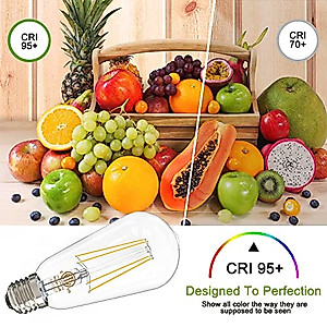 Volxon Dimmable E26 Edison Bulbs 60 Watt LED Equivalent, Vintage Style Antique Light Bulbs, 6W 2700K Warm White, High Brightness 800LM, LED Filament Bulb, 95+ CRI, ETL Listed(4 Pcs)
